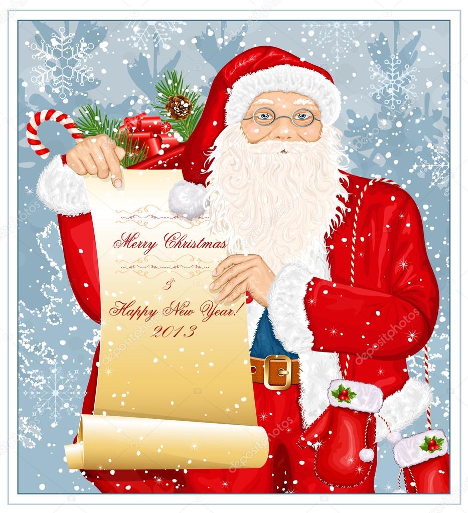 Santa Claus with Santa's list Stock Vector by ©ivelly 33589691