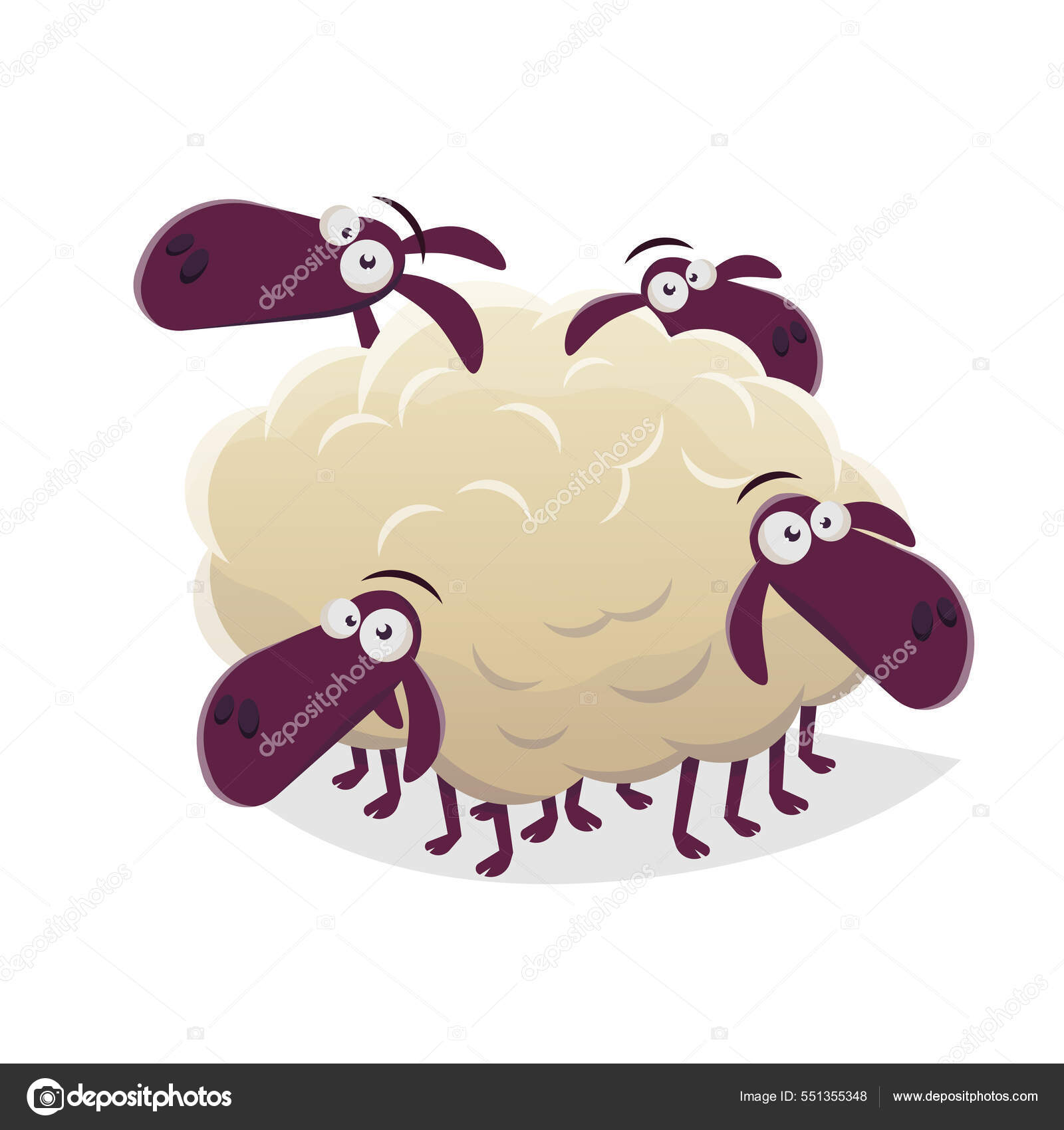 Funny Cartoon Illustration Herd Sheep Stock Vector Image by ...