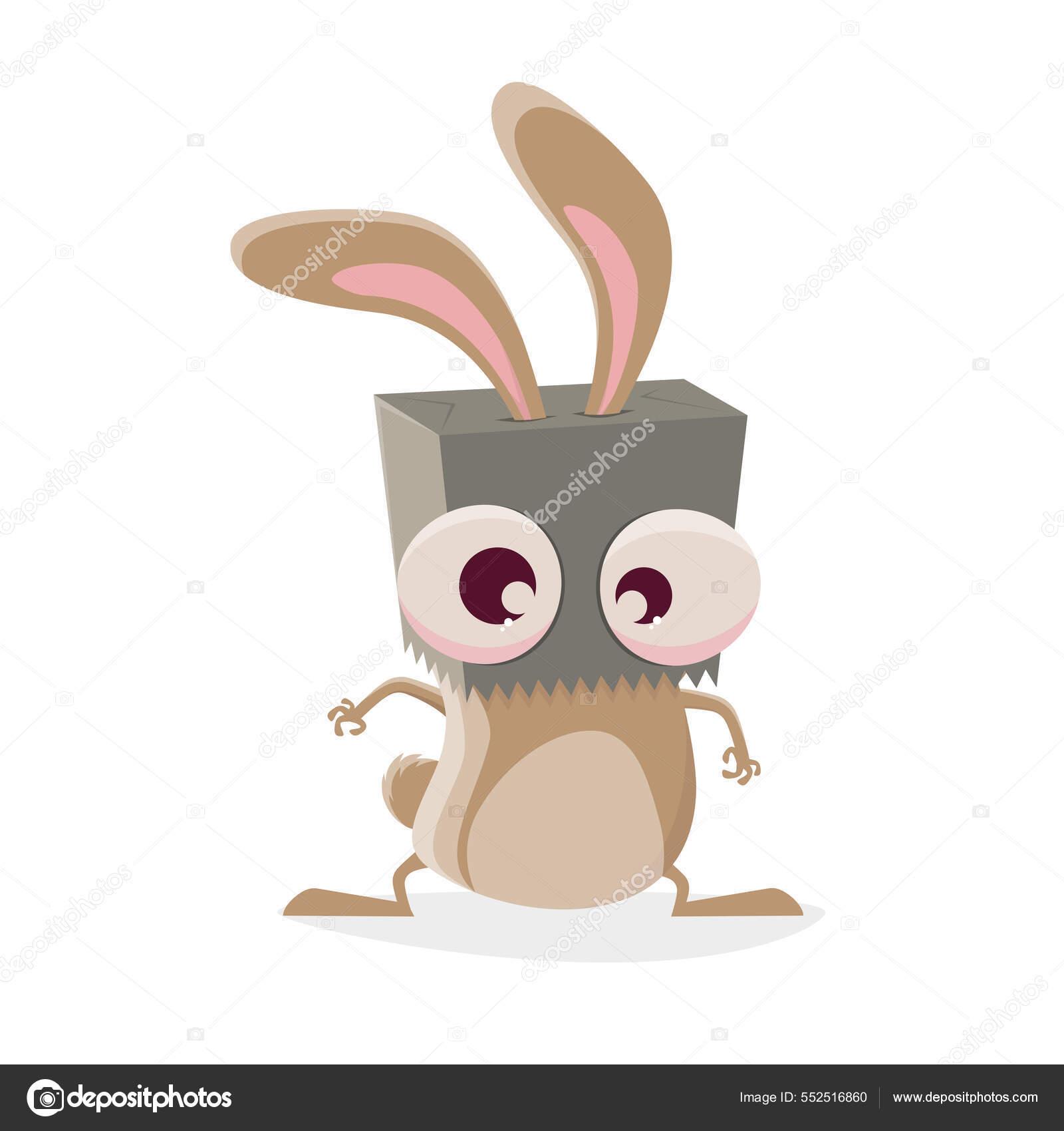 Funny Cartoon Illustration Rabbit Paperbag Head Stock Vector Image by ...