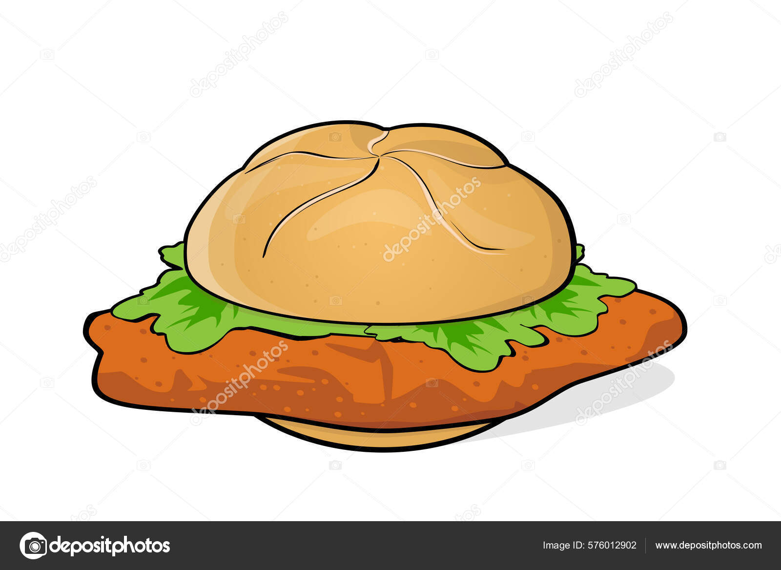 Cartoon Illustration German Snack Called Schnitzelsemmel Stock Vector ...