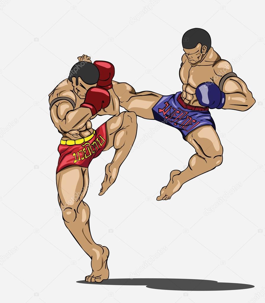 Muay thai. arte marcial — Vetor de Stock © theyui #42132459