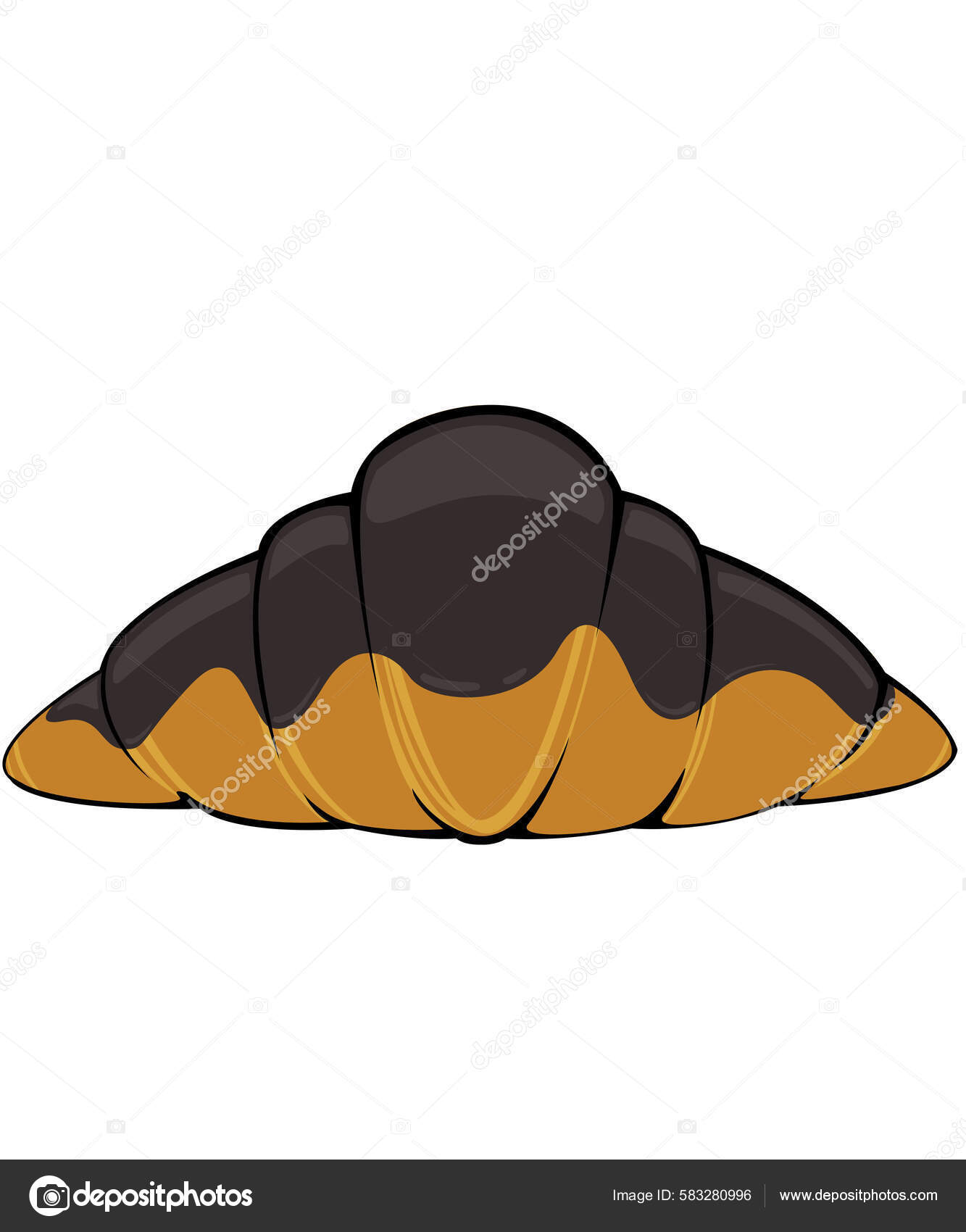 Croissant Light Brown Bread Chocolate Cream Top Bakery Food White Stock ...