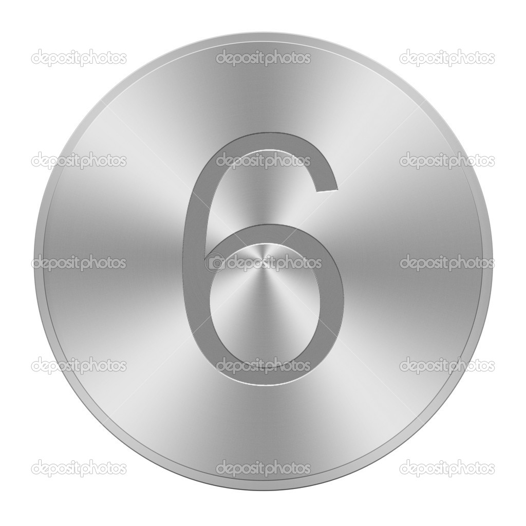 6 on aluminium button — Stock Photo © red_hayabusa #40206757