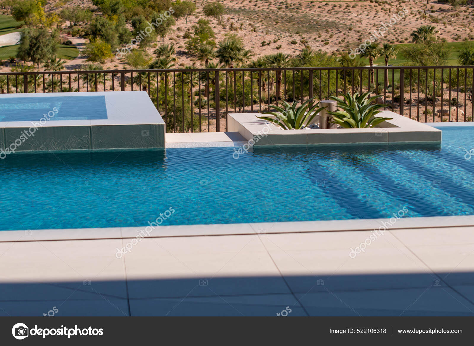 Close Modern Perimeter Overflow Spa Infinity Edge Custom Pool Design ...