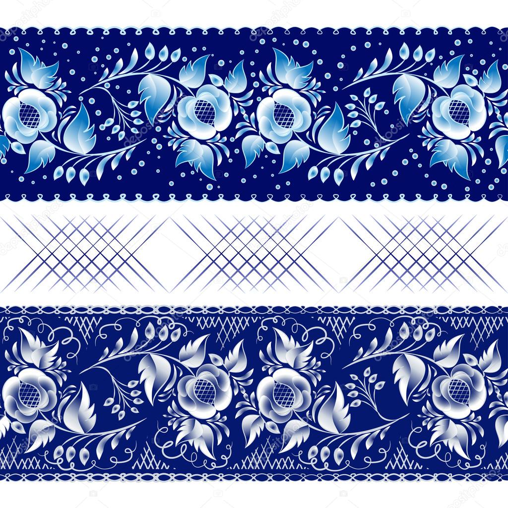 Set gzhel dark Stock Vector by ©Iricat 26718549