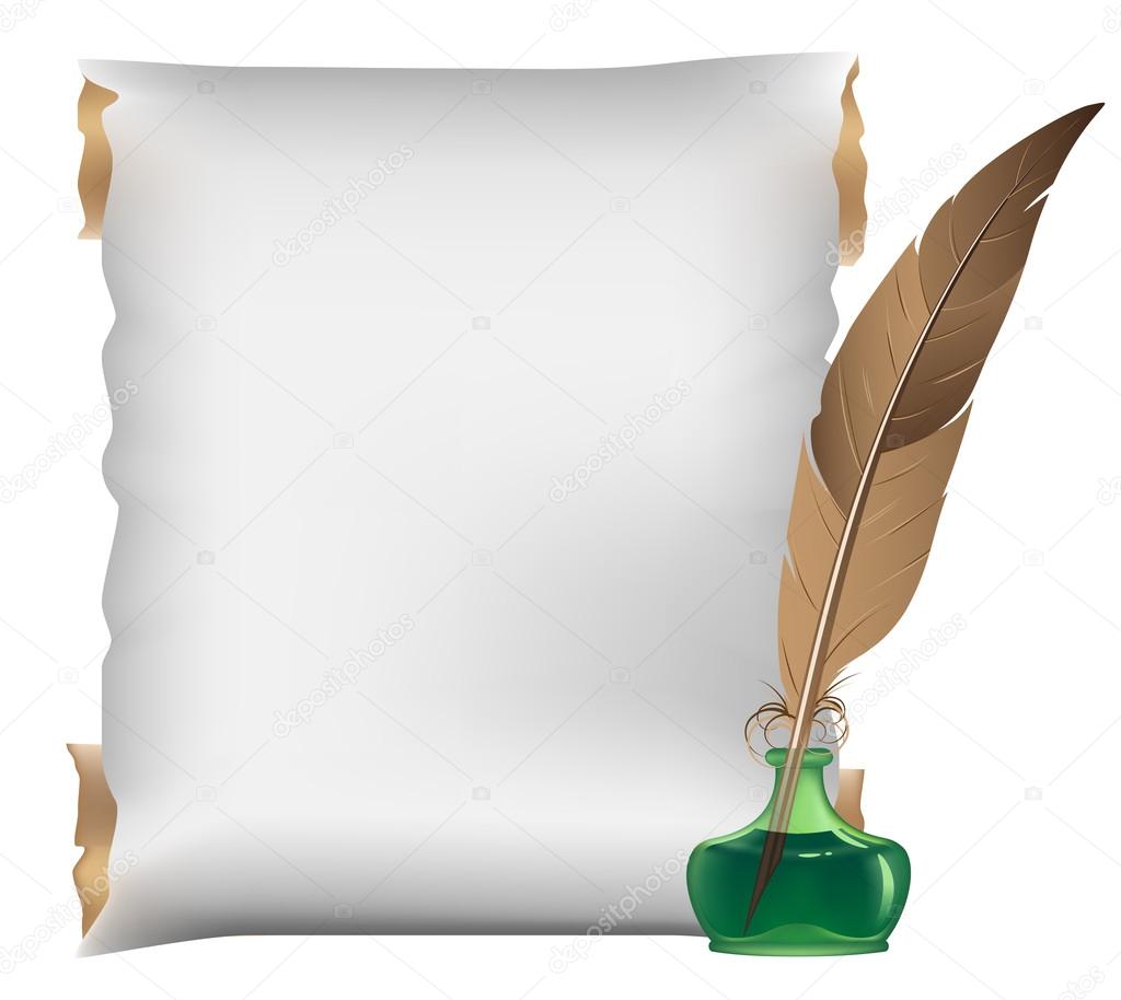Scroll, feather and inkwell Stock Vector Image by ©stekloduv #23395944
