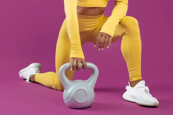 Athletic Young Brunette Woman Doing Functional Exercises Purple ...