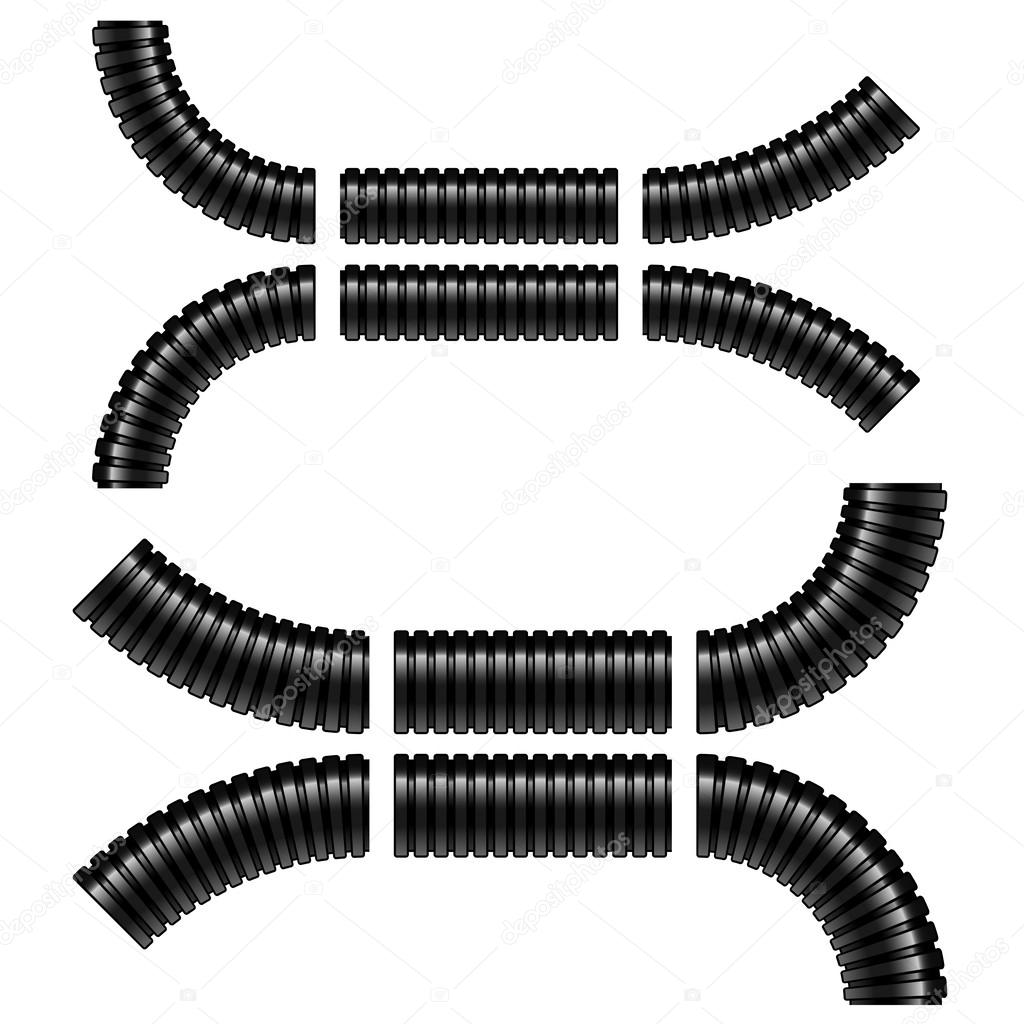 Black corrugated flexible tubes Stock Vector by ©happyroman 49682913