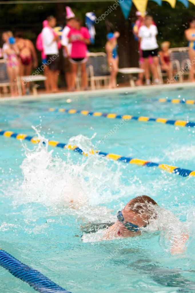 Child Swimmer Does Freestylel During Swim Meet – Stock Editorial Photo ...