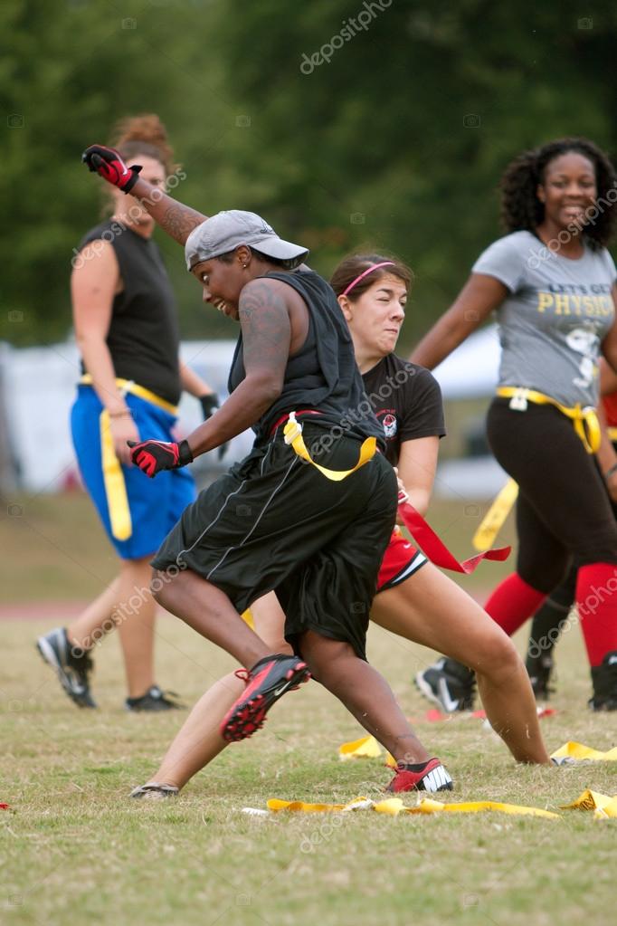 Young Women Collide Practicing Flag Football — Stock Editorial Photo ...