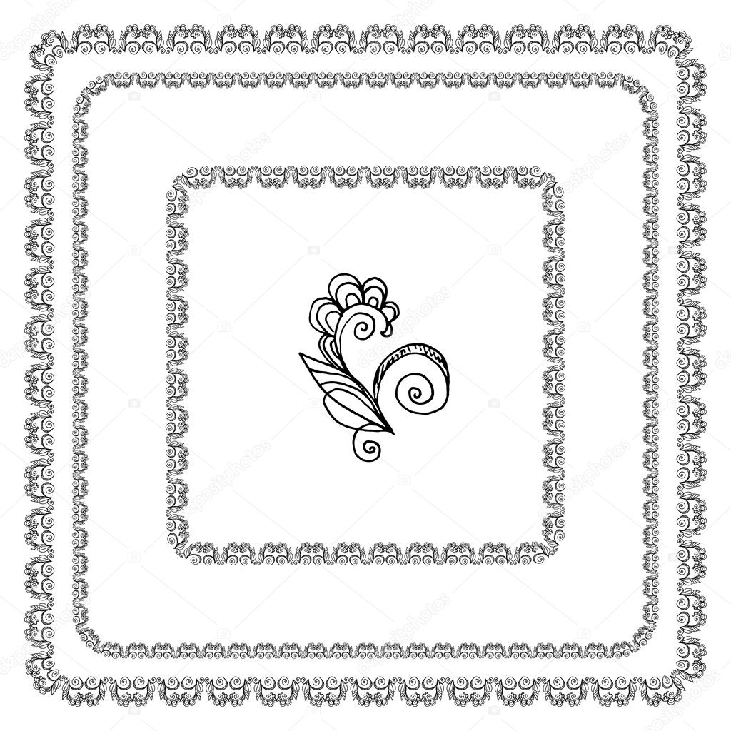 Vector Square Doodle Frames Set Stock Vector by ©AlenaPohu 25782455
