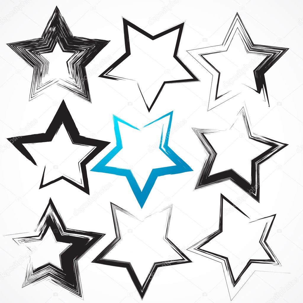 Vector set of grunge star brush strokes. Stock Vector Image by ...