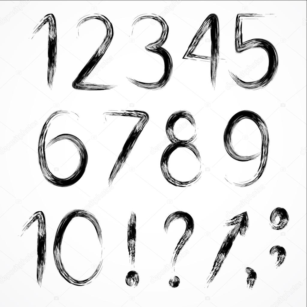 Grunge hand drawn numbers — Stock Vector © AlenaPohu #45290137