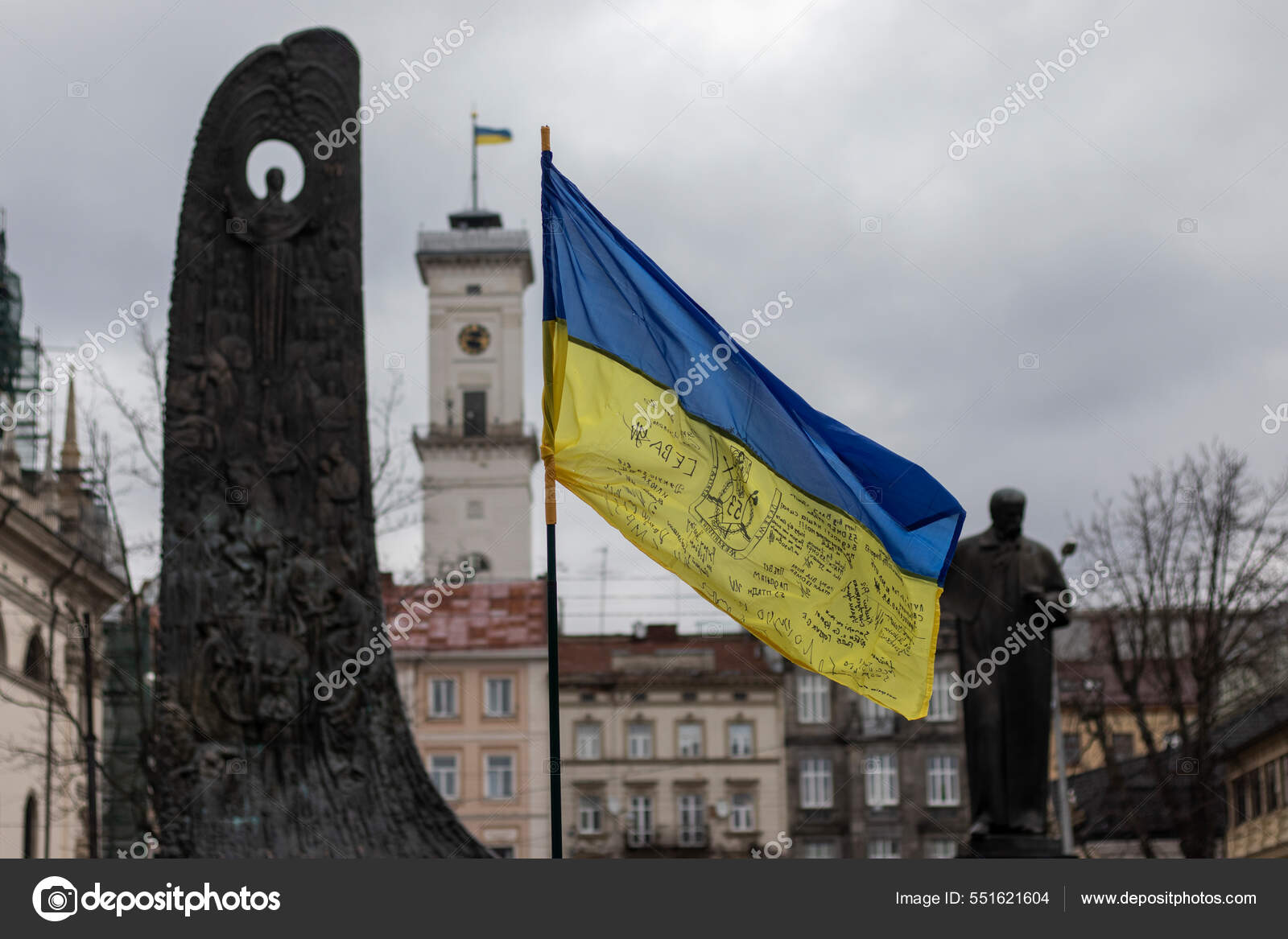 Lviv Ukraine March 2022 War Ukraine Ukrainian Flag Background Lviv ...