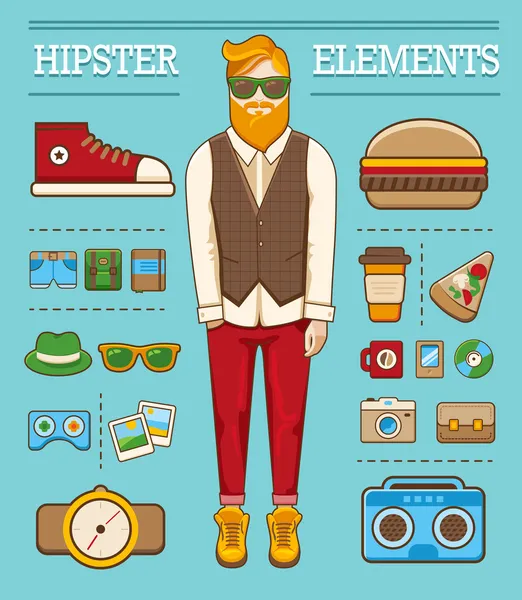 Hipster character illustration — Stock Vector © best_works #42784683