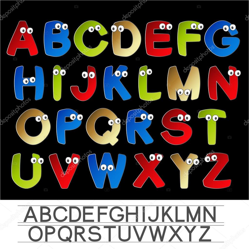 Vector color font alphabet with eyes Stock Vector by ©Rena_Design 33334343
