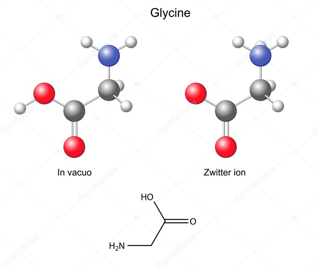 glicina (gly) - formula di struttura chimica e modelli — Vettoriali ...