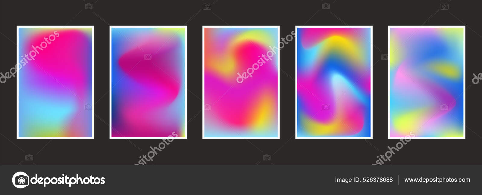 Gradient Holographic Color Background Set Modern Screen Background ...