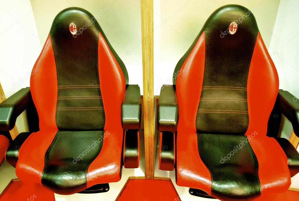 Chairs in the changing room of AC Milan — Stock Editorial Photo ...