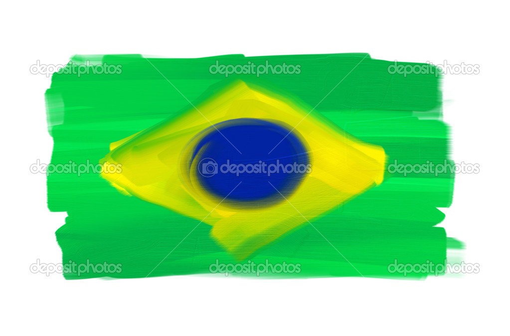 Brazil hand painted national flag isolated on white — Stock Photo ...
