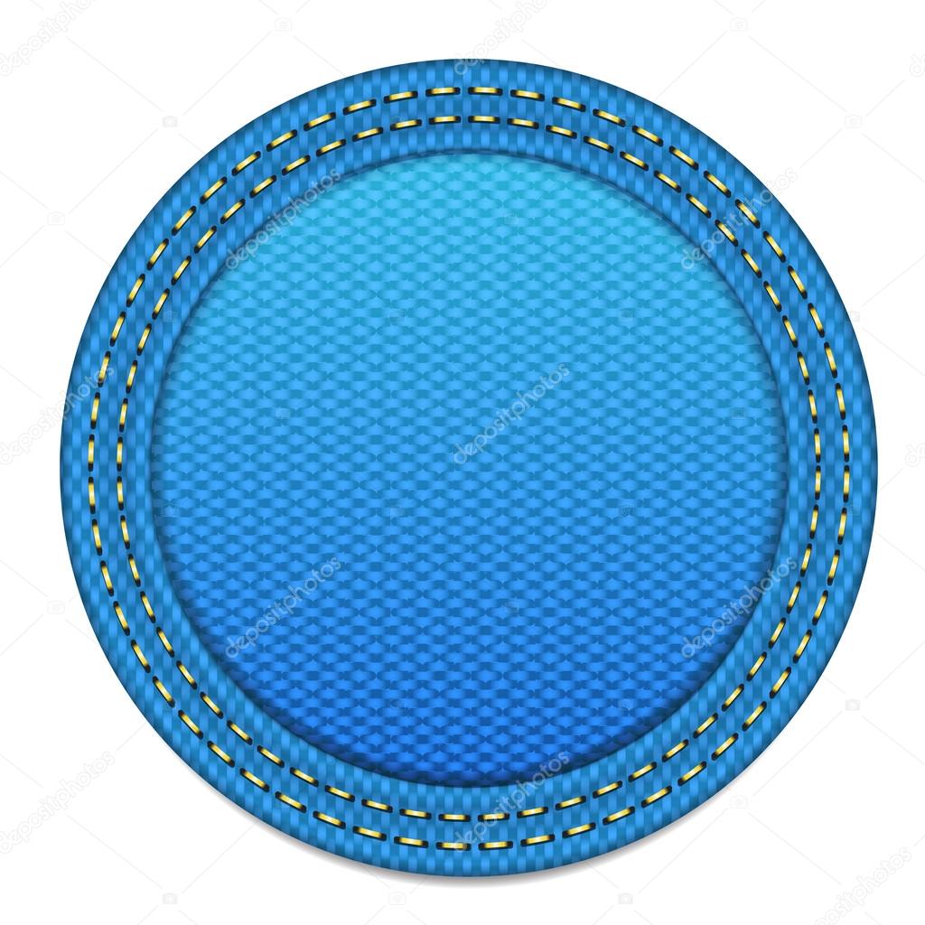 Blue fabric round badge — Stock Vector © foxiedelmar #26412119