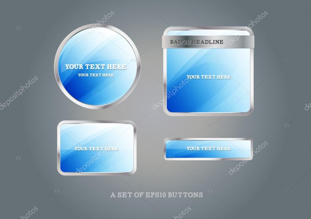 Conjunto de insignias de vectores brillantes azules y botones 2022