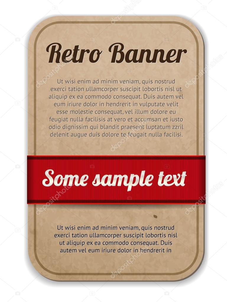 Abstract vintage old paper banner - sticker - badge with red ribbon ...