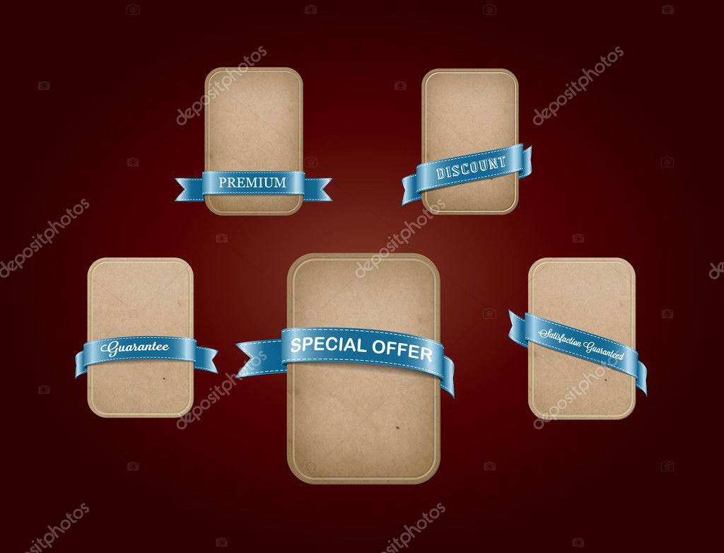 A set of vertical vector cardboard paper promo banners decorated with ...