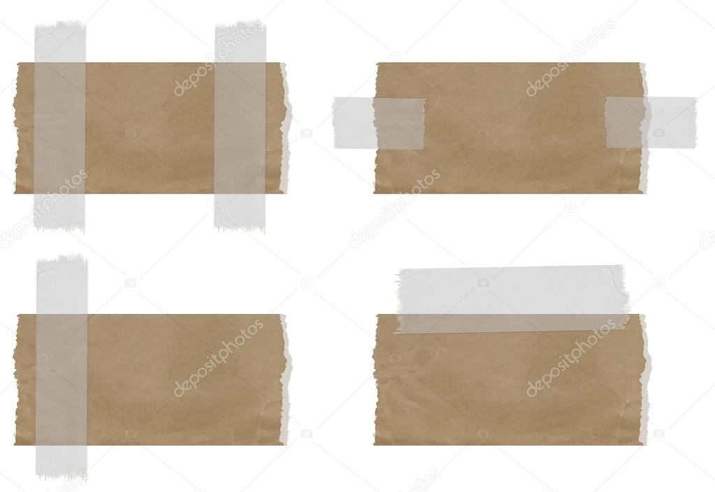 Vector torn cardboard labels attached with a sticky tape Stock Vector ...