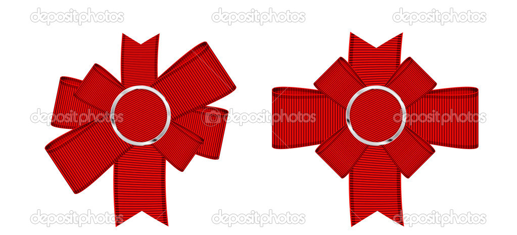 Red detailed textured ribbon textile bow knots Stock Vector by ...