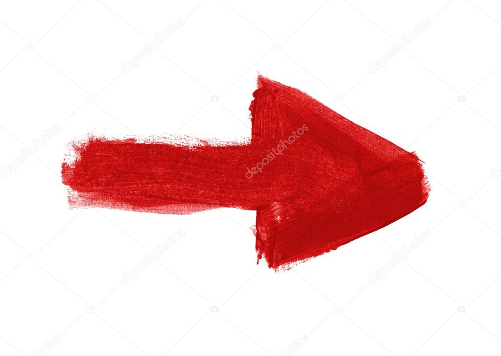 Red hand painted brush stroke arrow — Stock Vector © foxiedelmar #34473883