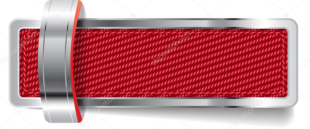 Red shiny metallic chrome vector badge with fabric and bracket Stock ...