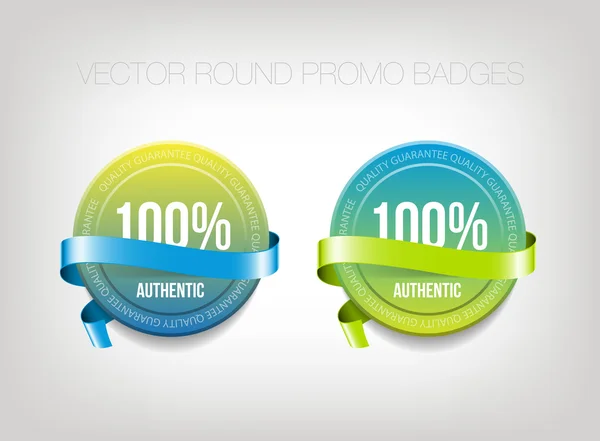Vector green round plastic badges with decorative ribbons Stock Vector ...