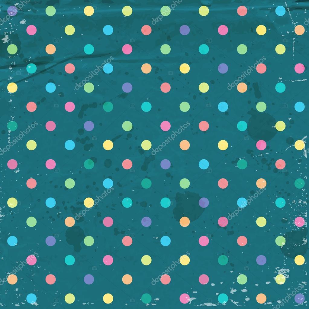 Vector cute decorative colorful dotted pattern over a grungy old worn ...