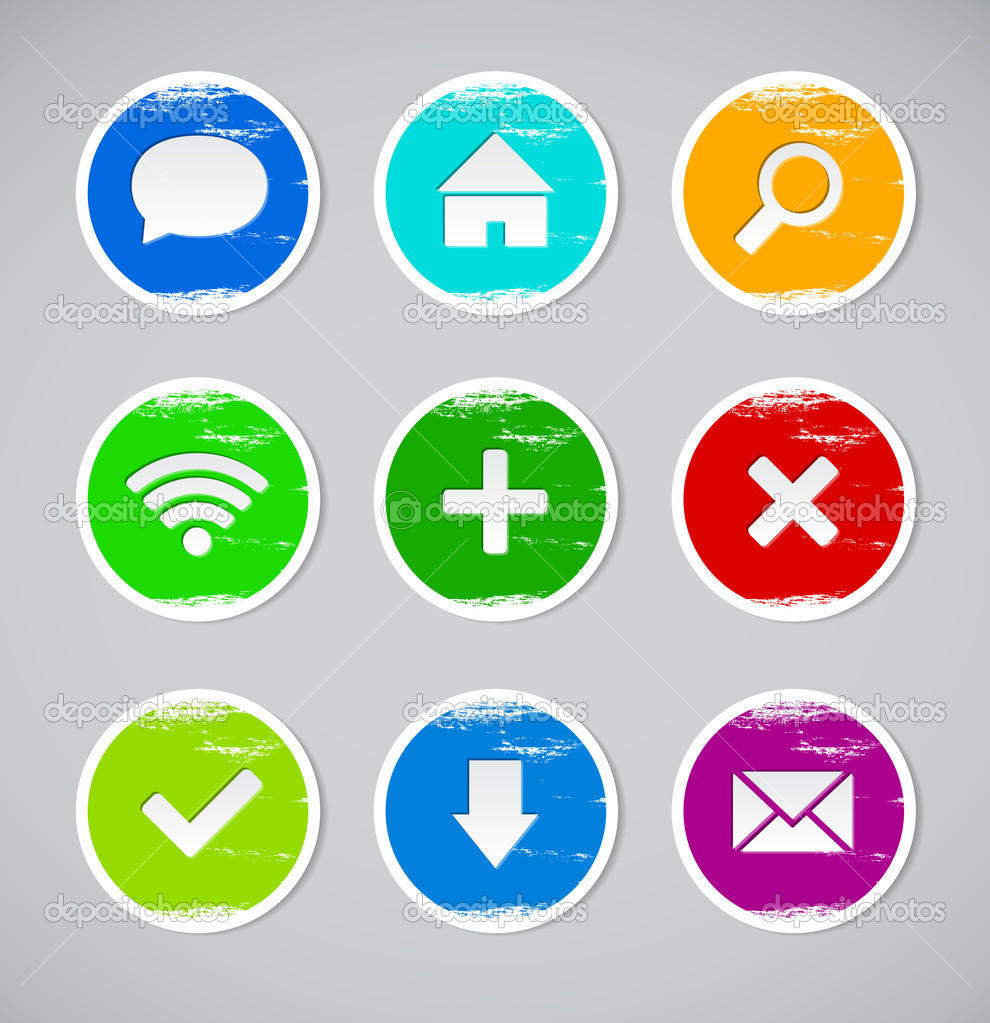 Vector grungy round paper icons collection Stock Vector Image by ...