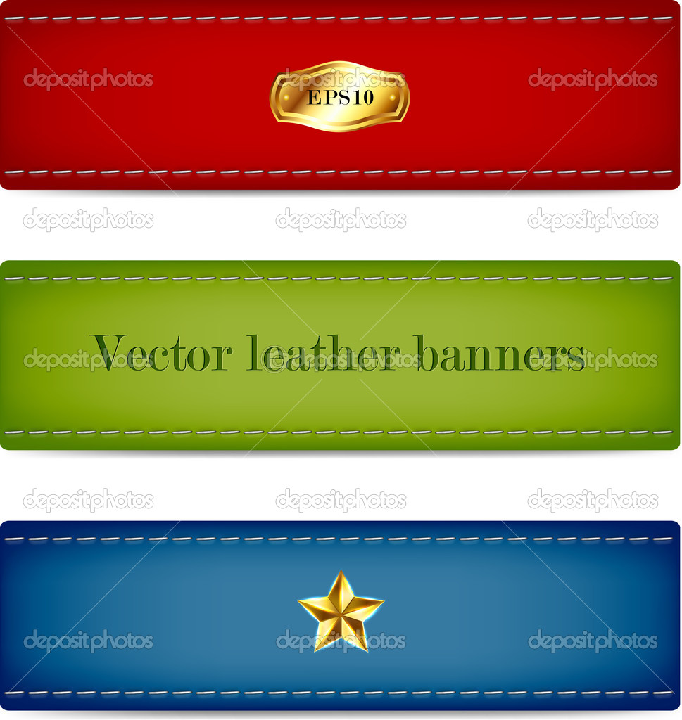 A set of vector leather banners over white background Stock Vector ...