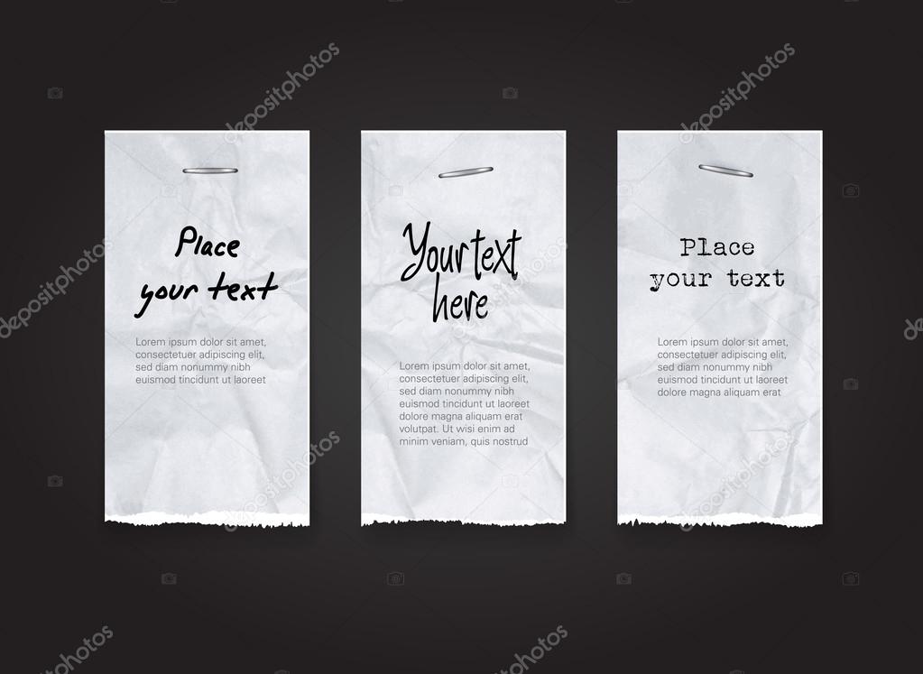 Vector torn and crumpled white paper banners - tags collection Stock ...