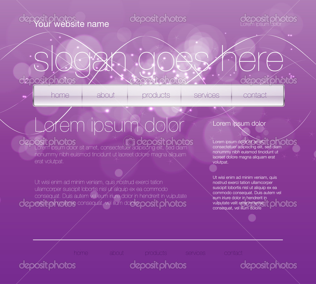 Vector purple web site design template with glossy navigation bar Stock ...
