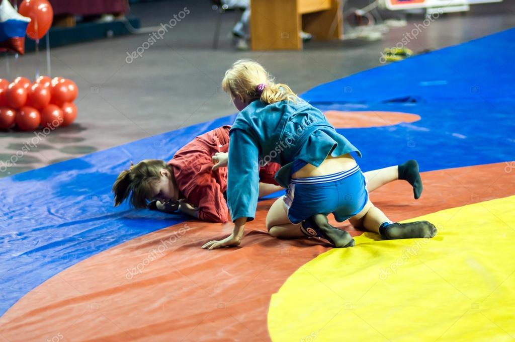 Sambo or Self-defense without weapons. Competitions girls — Stock ...