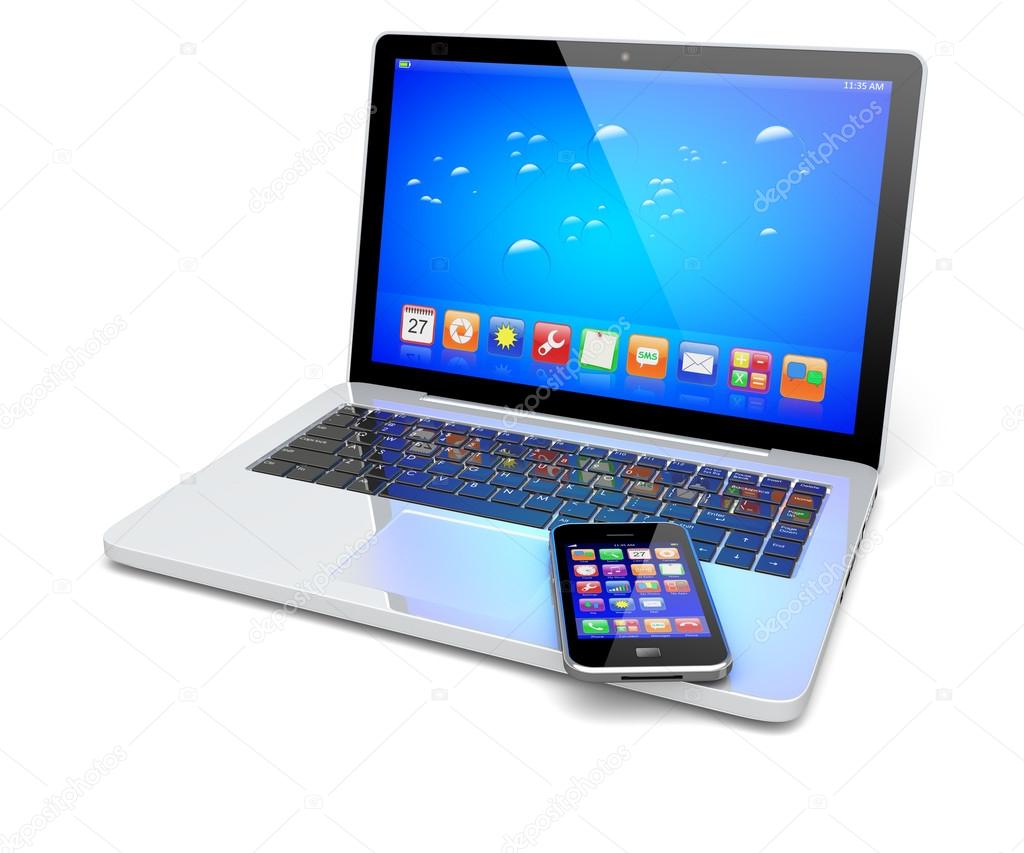 Laptop, and smartphone — Stock Photo © Shtanzman #23303788