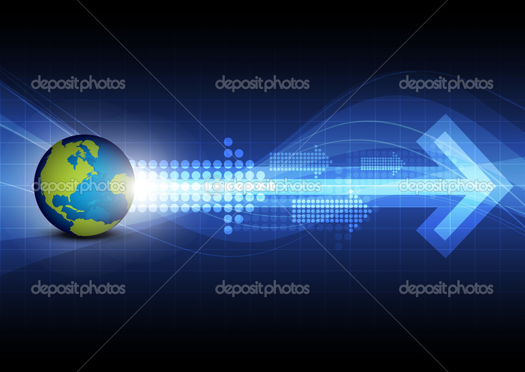Arrow with global technology background Stock Vector Image by ...