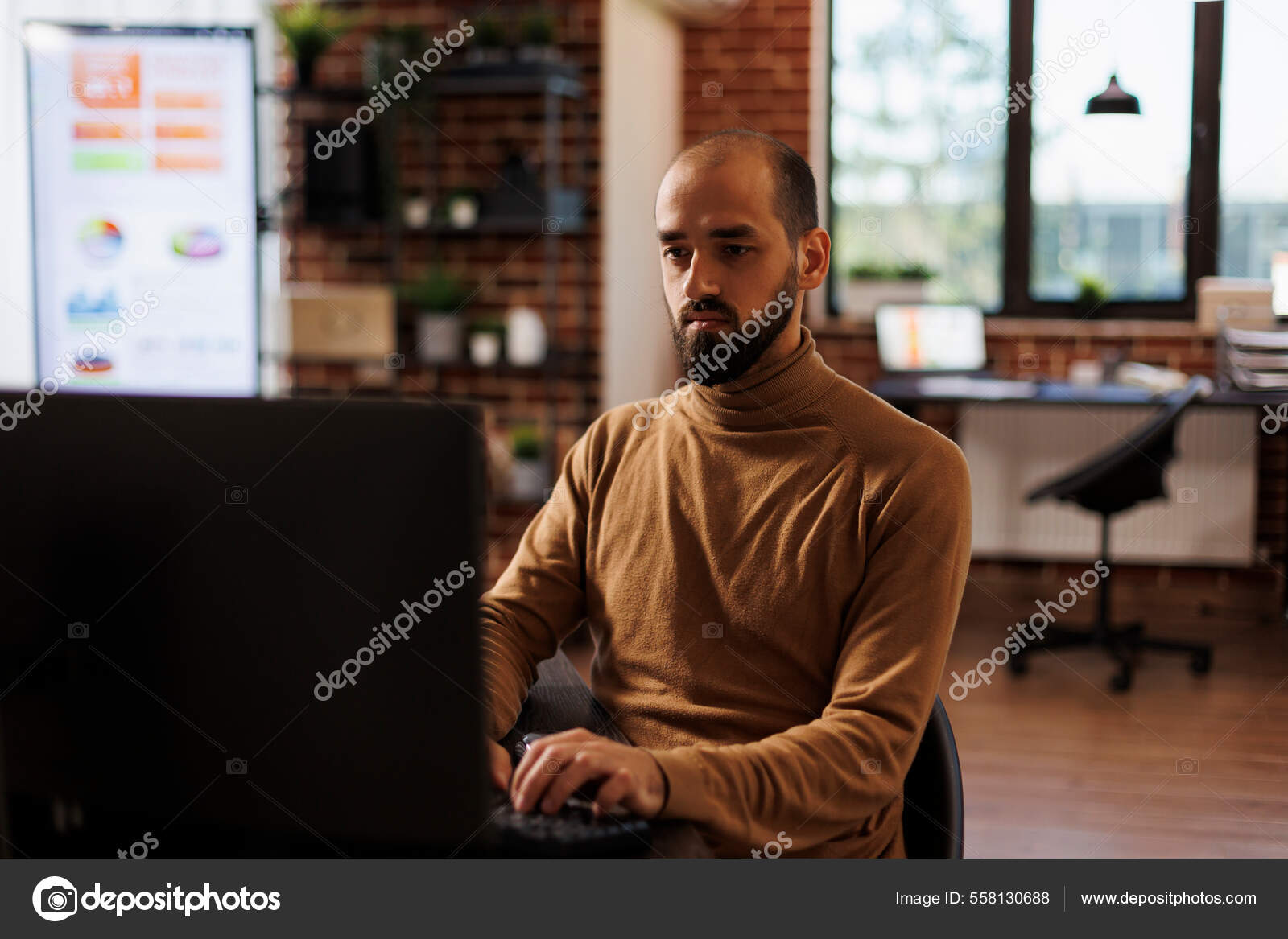 Development agency office worker analyzing project sales and fintech ...