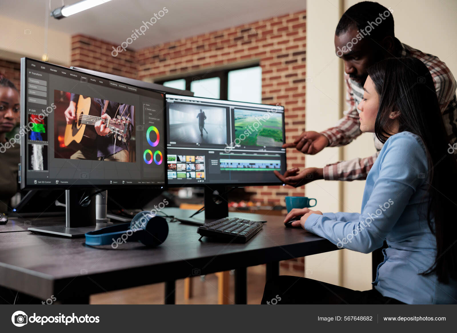 Creative agency video graphic editor expert enhancing footage using ...