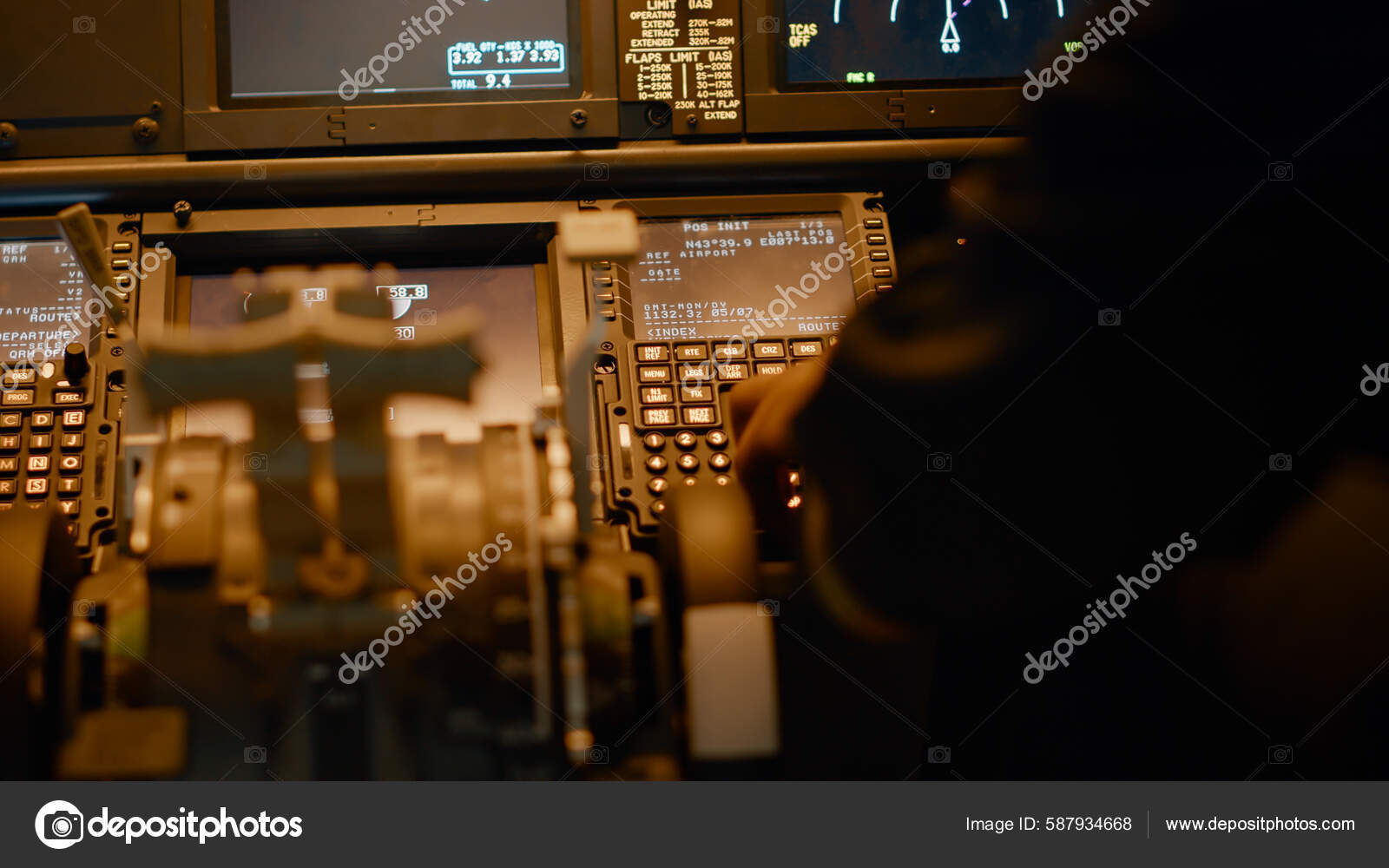 Male Copilot Inserting Flight Coordinates Arrive Destination Using Dashboard Command