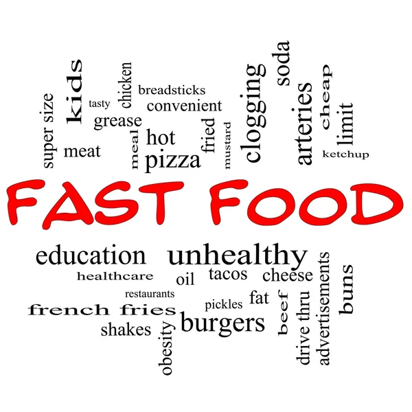 Fast Food Word Cloud Concept in Black and white — Stock Photo ...