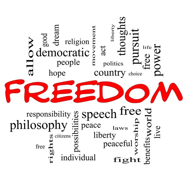 Freedom Word Cloud Concept in black and white Stock Photo by ...