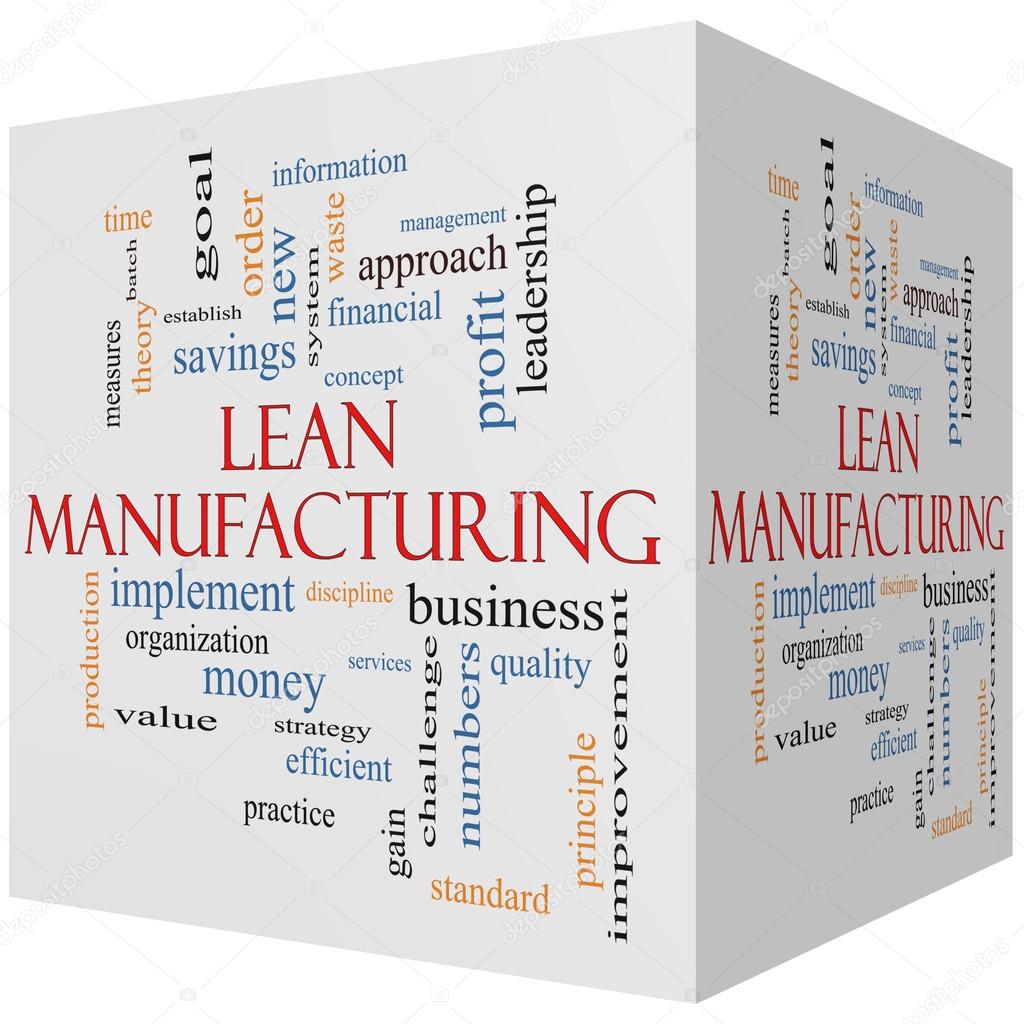 Lean Manufacturing Concepto de nube de palabra de cubo 3D — Foto de ...