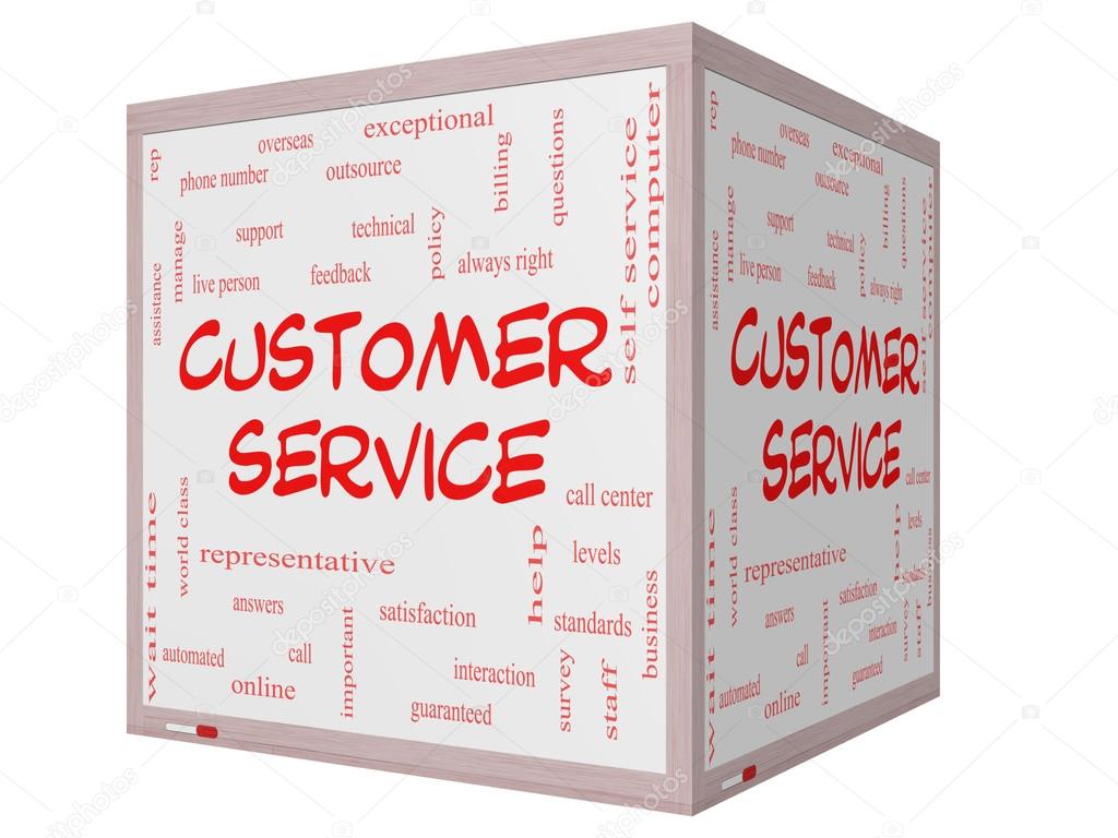 Customer Service Word Cloud Concept on a 3D cube Whiteboard — Stock ...