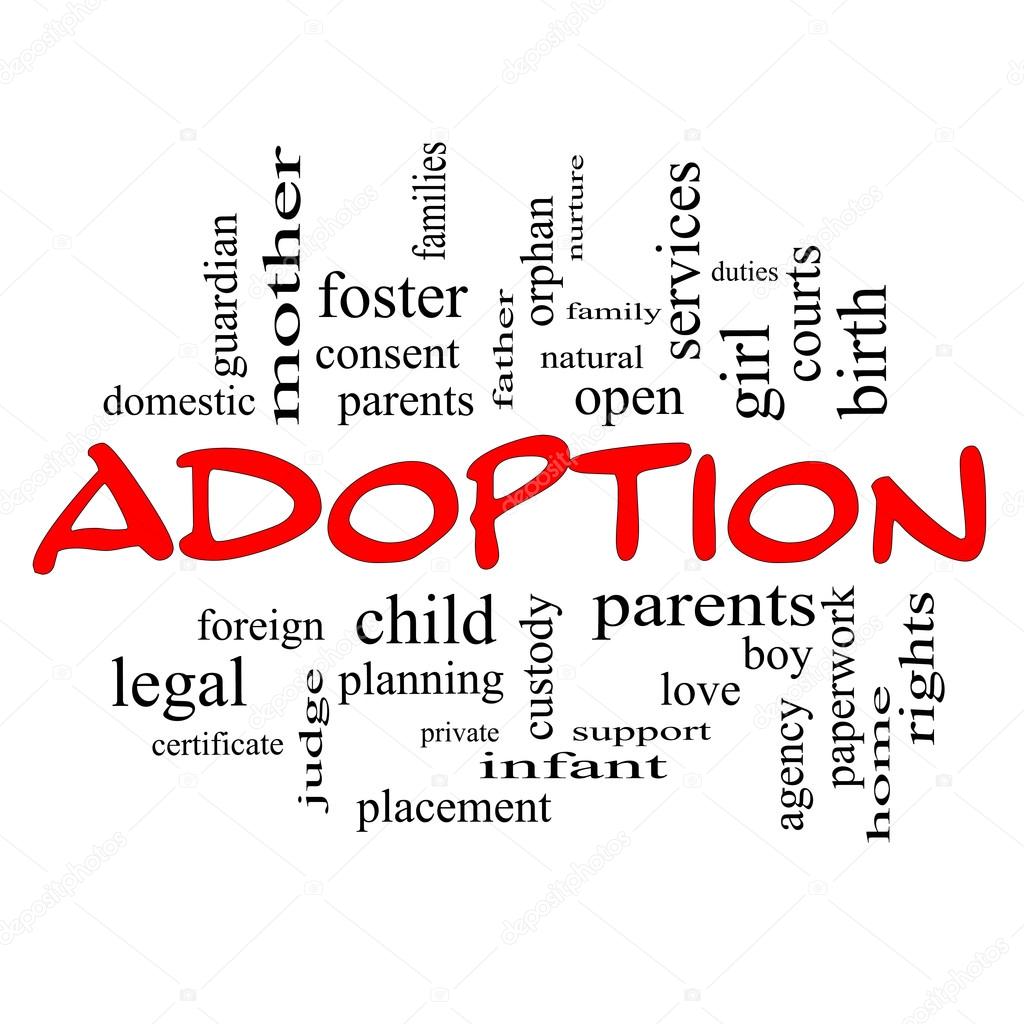 Adoption Word Cloud Concept in red caps — Stock Photo © mybaitshop ...