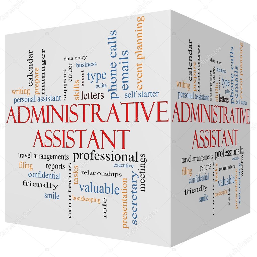 Administrative Assistant 3D cube Word Cloud Concept Stock Photo by ...